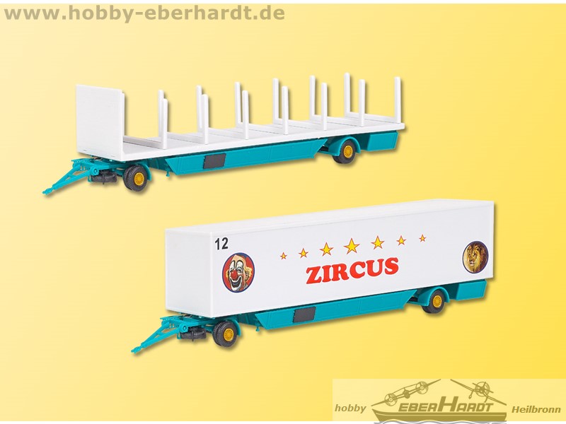Kibri H0 Zirkus Zeltstangen- und Kofferanhänger, 2 Stück - Sonstige
