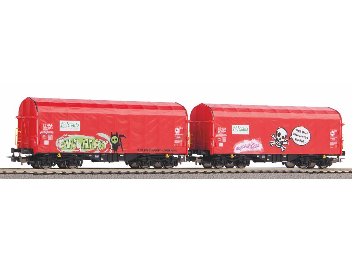 Piko 2er Set Schiebeplanenwagen Shimmns mit Graffiti Caib NS - Sonstige